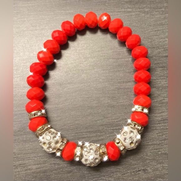 Jewelry | Gorgeous Neon Orange Rhinestone Bracelet | Poshmark